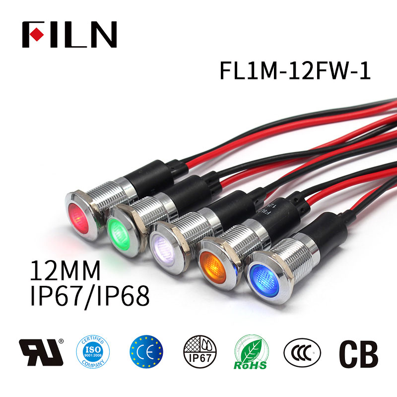 5pcs 12mm 12/24VDC LED Metal Indicator - Waterproof Light Signal Pilot ...