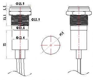 White Indicator Lights-14mm 28V Panel LED Light Waterproof