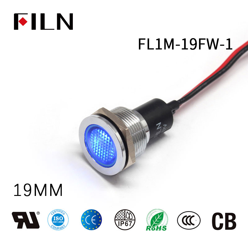 FILN 19MM Red LED Pilot Indicator Light 3-250V