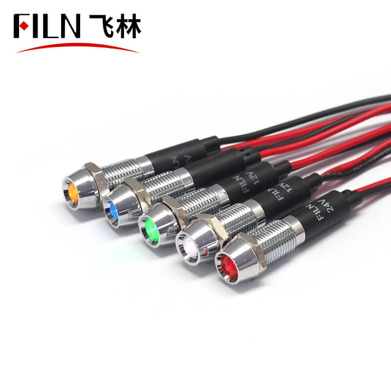 Convincing 8mm Red Green 12v Led Pilot Light With Cable - indicatorlight