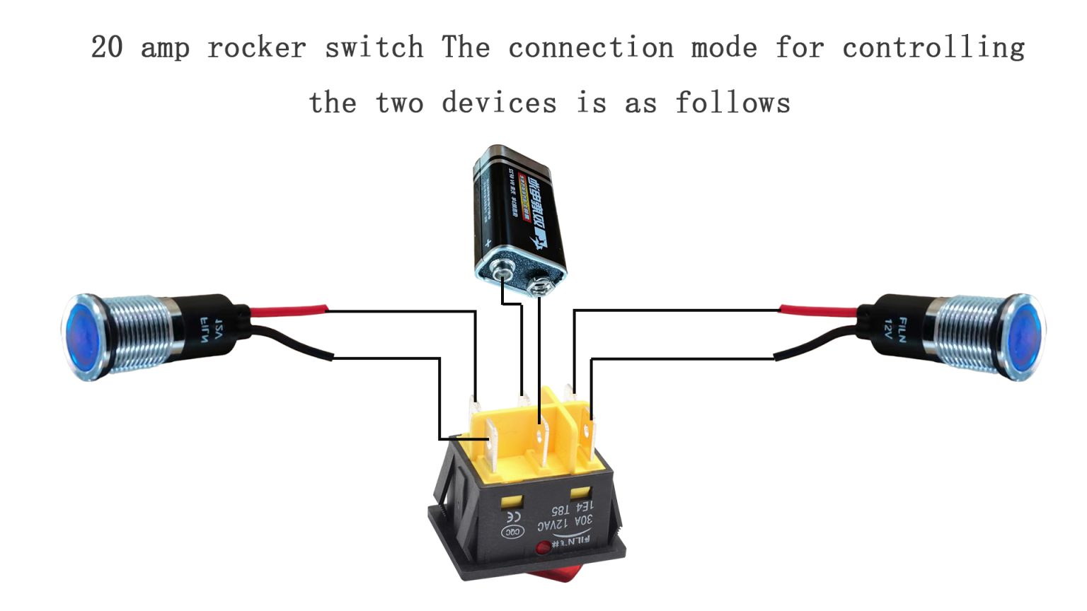 FILN LED Large Current ON-OFF-ON 20 Amp Rocker Switch
