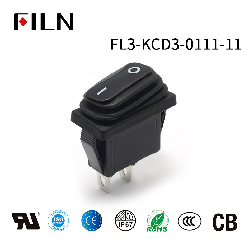 FILN KCD3 15A 250V Waterproof 2 Prong Rocker Switch