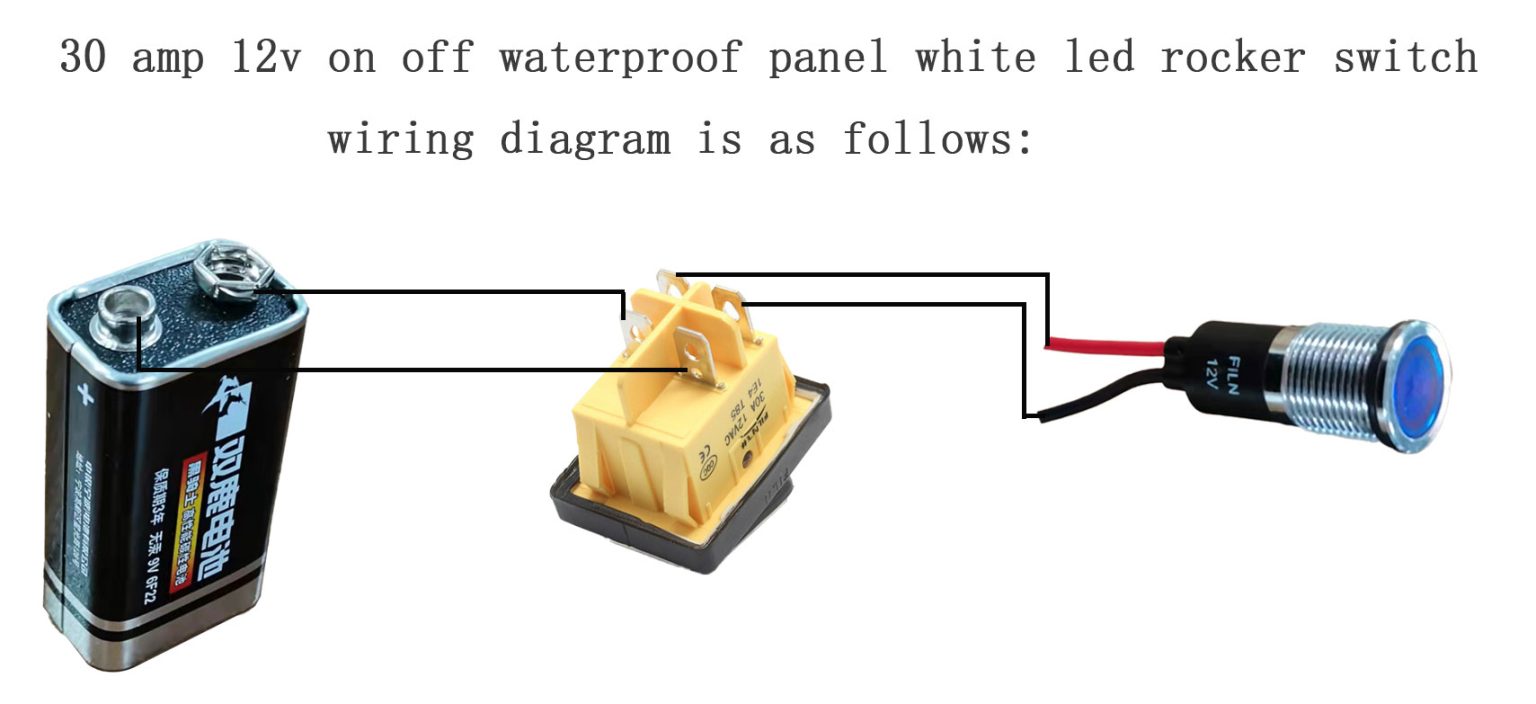 30 AMP 12V On Off Waterproof Panel White LED Rocker Switch