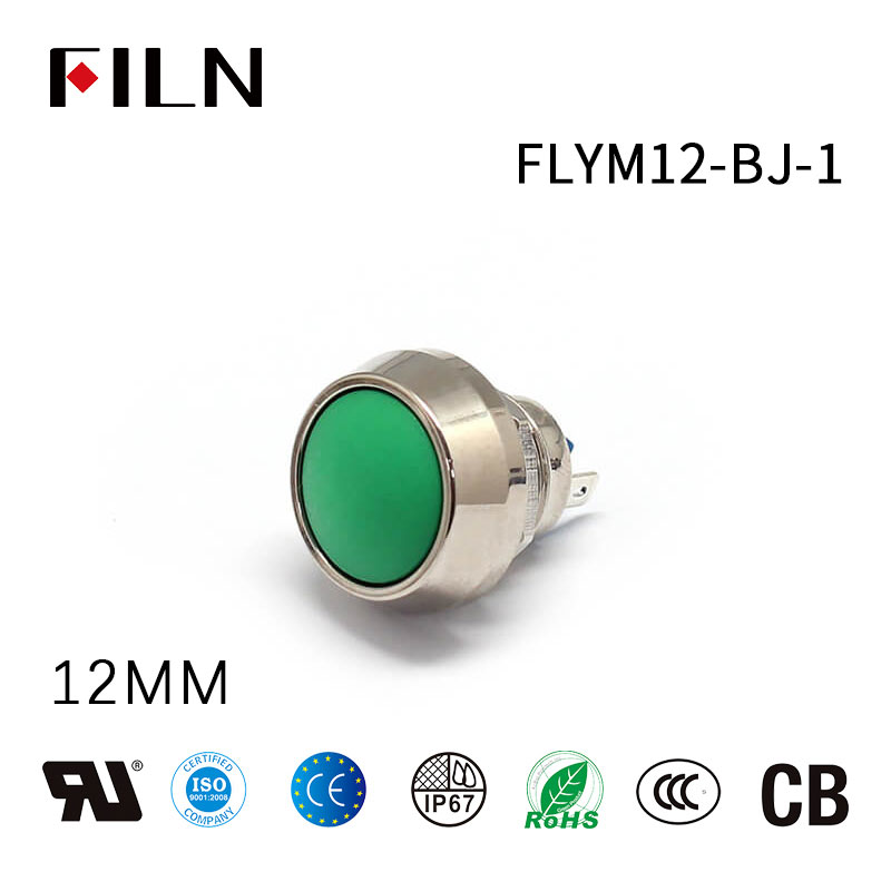 FILN Round Push Button Switch12MM Momentary Metal