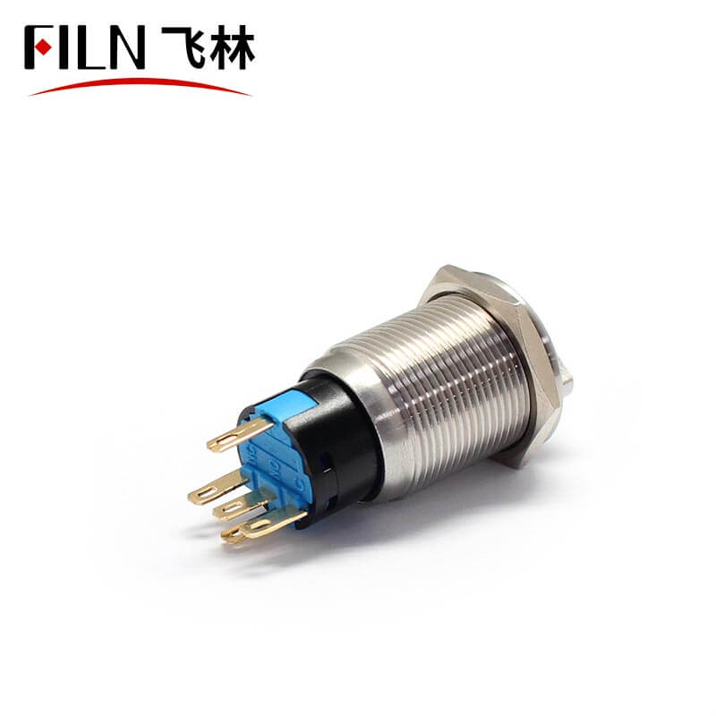 3 Way Push Button Switch 19MM 12V LED Metal Rotary Latching Illuminated ...