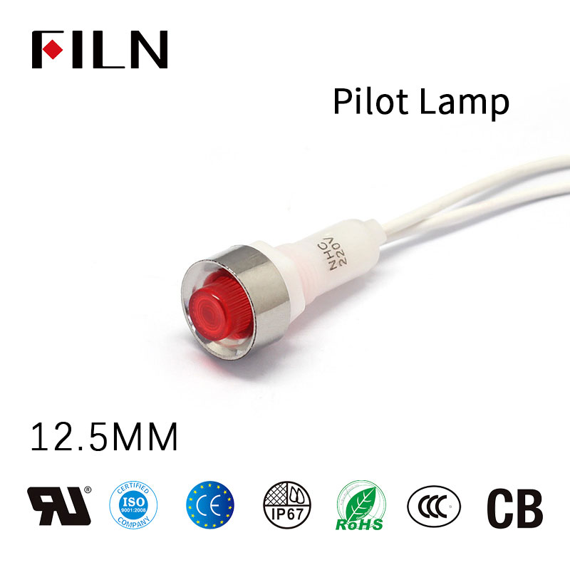 FILN Circular Plastic Pilot Lamp Red 12V Indicator Lights