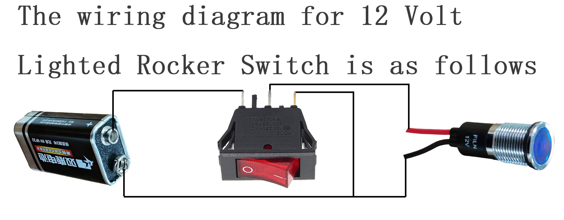 FILN 12 Volt Lighted Rocker Switch With LED In Four Colors