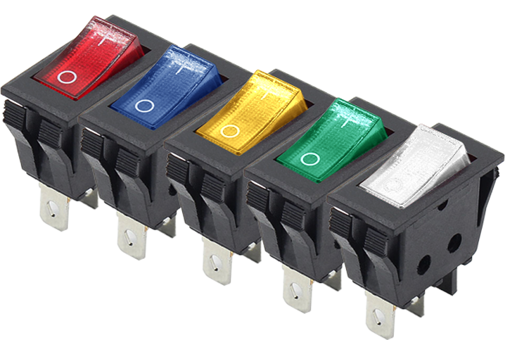 FILN 12 Volt Lighted Rocker Switch With LED In Four Colors