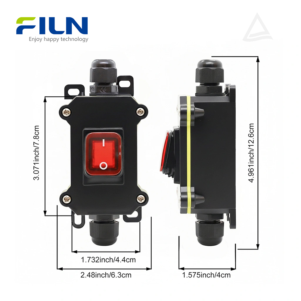 Plastic Junction Box with Waterproof 30A Black Painted Rocker Switch ...
